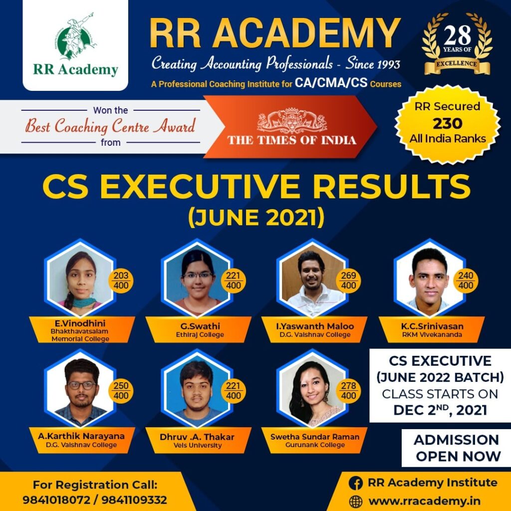 RESULTS - RR Academy - Best CA/ACS/ICWA coaching institute in Chennai ...