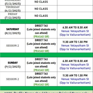 RR Academy | Course Timetable